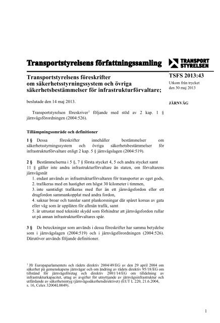 TSFS 2013:43 - Transportstyrelsen