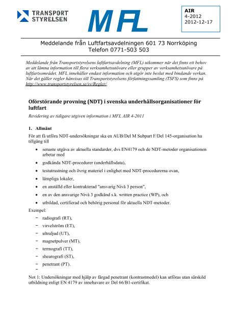 NDT - Transportstyrelsen
