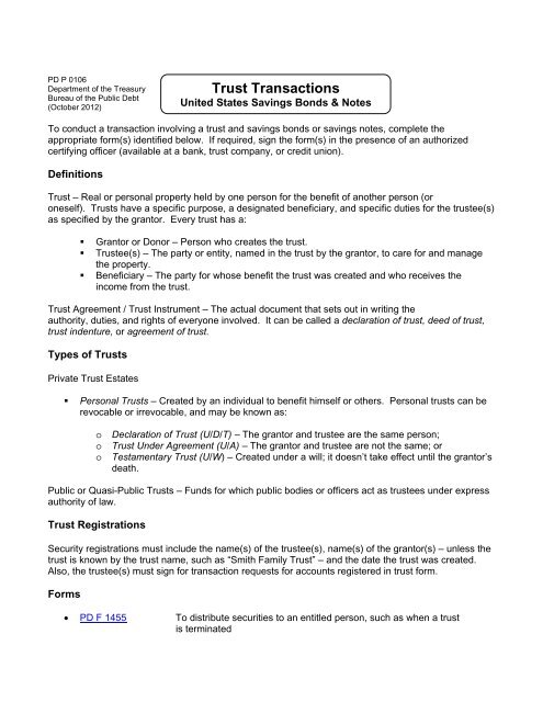 Trust Transactions - Treasury Direct