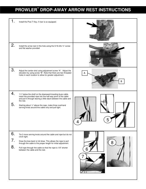 PROWLER DROP-AWAY ARROW REST INSTRUCTIONS 4 5 6 7 8
