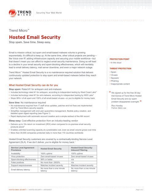 Trend Micro Hosted Email Security Datasheet