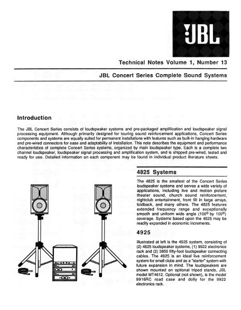 JBL Concert Series Complete Sound Systems