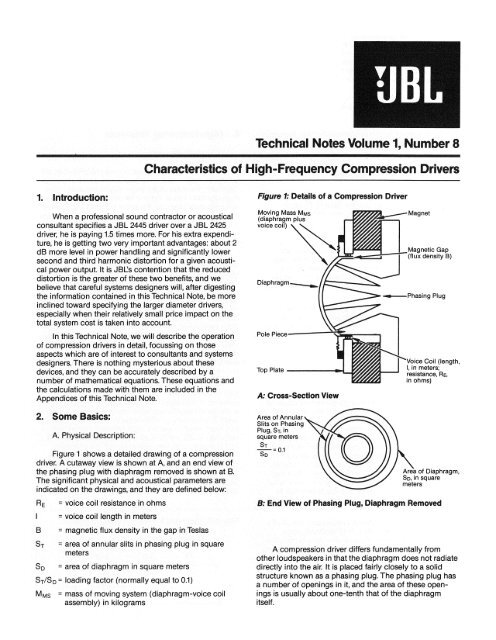 Vol.1, No.8 - Characteristics of High-Frequency Compression Drivers