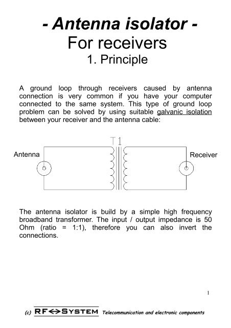 - Antenna isolator - For receivers