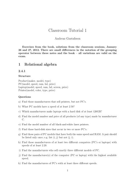 Classroom Tutorial 1