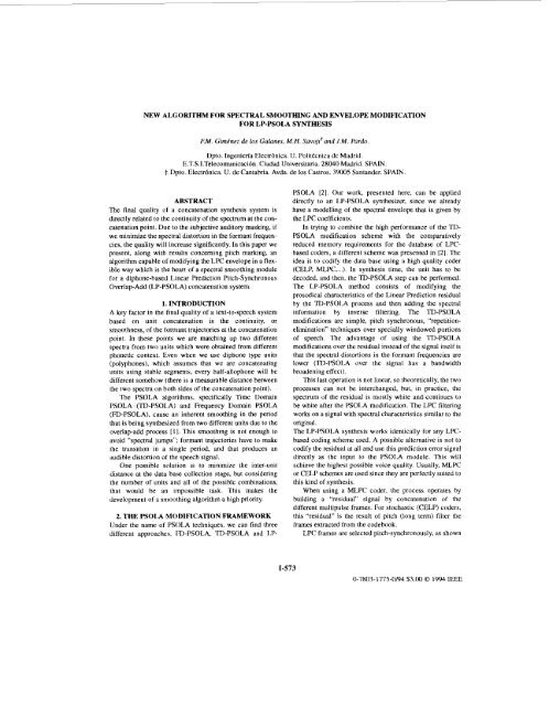 New Algorithm For Spectral Smoothing And Envelope Modification For
