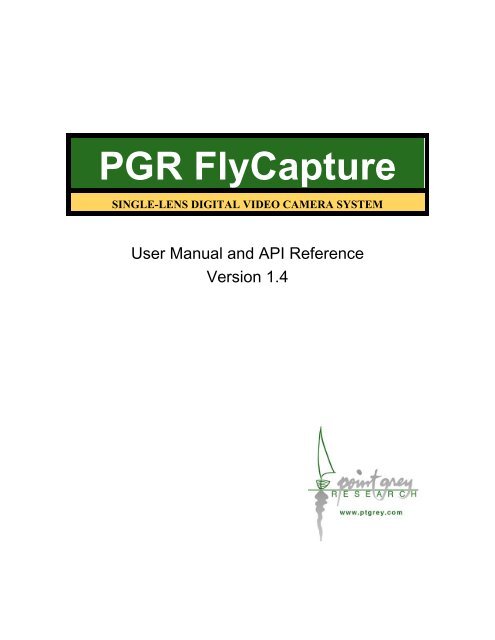 PGR Flycapture User Manual - UNC Computer Science