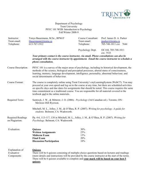 PSYC 101-W - Trent University