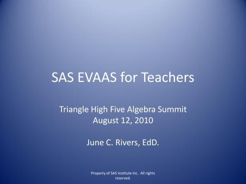 SAS EVAAS for K-12 Teachers - Triangle High Five
