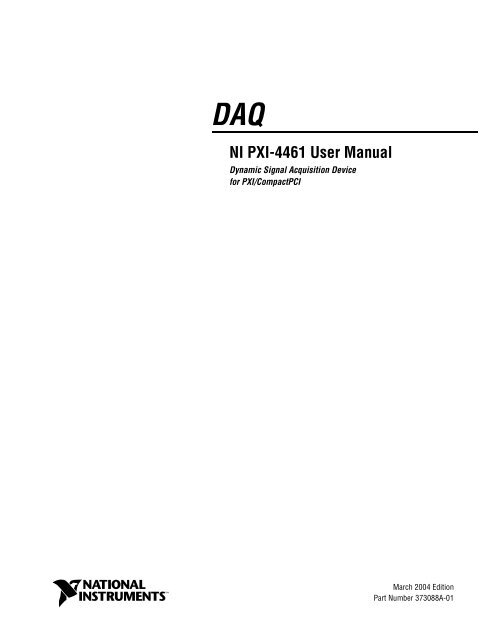 NI PXI-4461 User Manual - dreamm