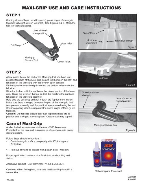 Maxi-Grip Use and Care Instructions - Anchor Industries