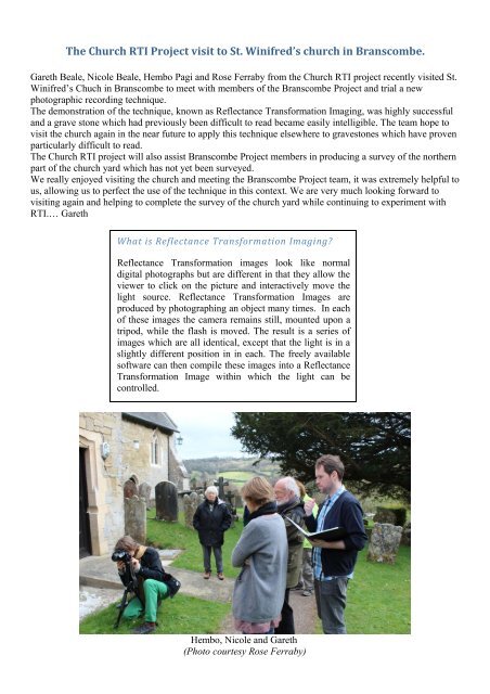 Reflectance Transformation Imaging - Branscombe Project