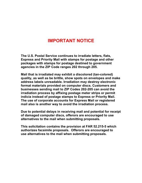 RFP including the Statement of Work - U.S. Navy