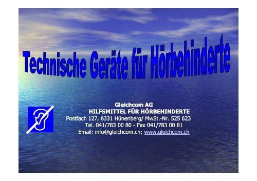Gleichcom AG HILFSMITTEL FÜR HÖRBEHINDERTE
