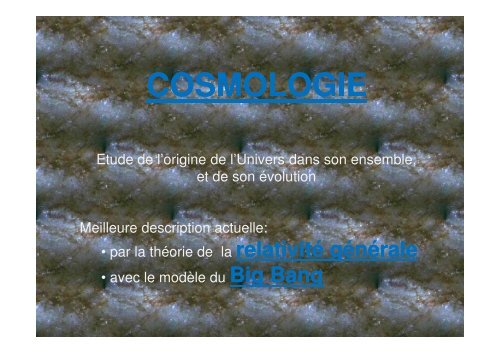 Cours de cosmologie