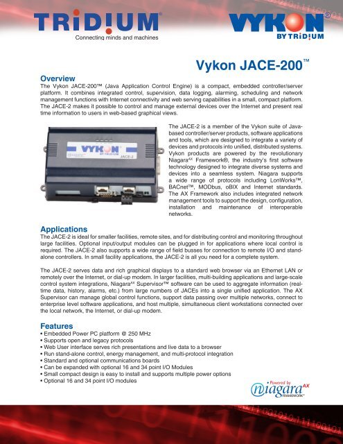 Vykon JACE-200™ - Tridium