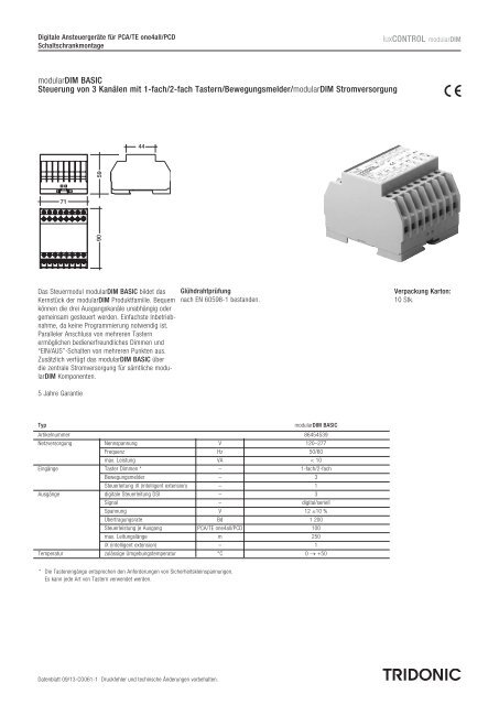 luxCONTROL modularDIM modularDIM BASIC Steuerung ... - Tridonic