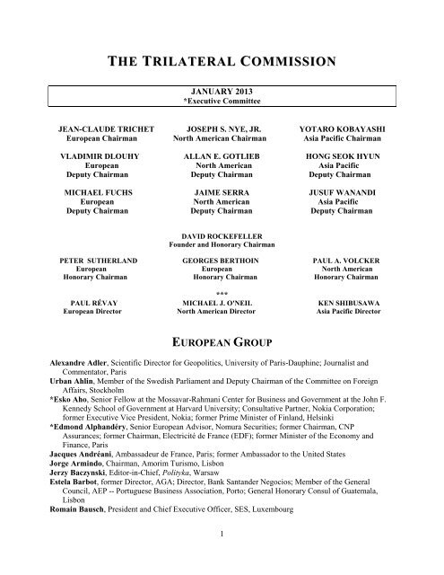 EUROPEAN MEMBERSHIP LIST - Trilateral Commission