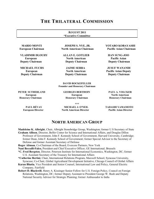 north american group - Trilateral Commission