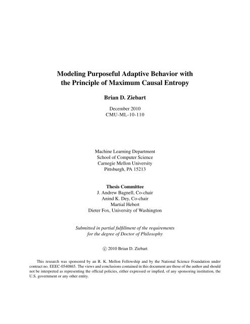 Modeling Purposeful Adaptive Behavior with the Principle of ...