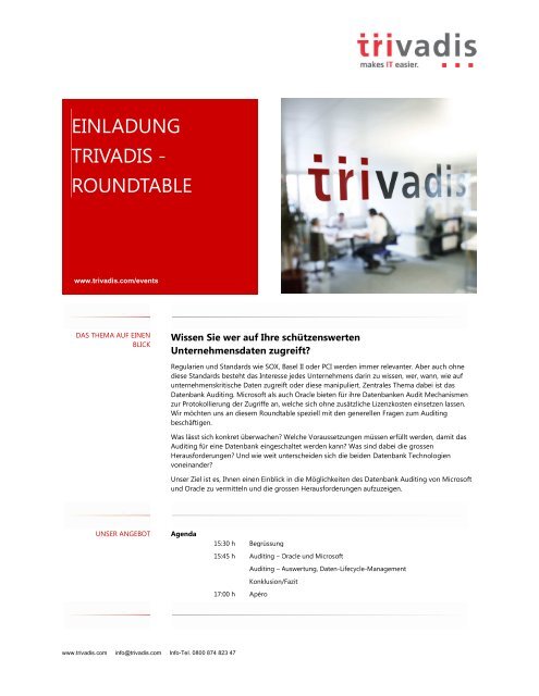 Einladung Trivadis Roundtable