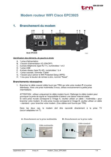 Modem routeur WIFI Cisco EPC3925