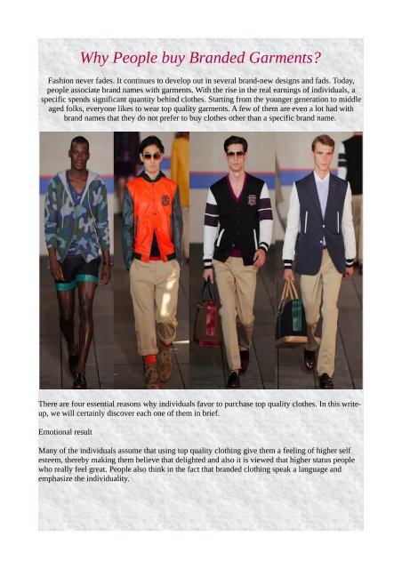 Why People buy Branded Garments?