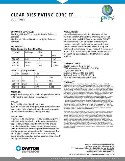 CLEAR DISSIPATING CURE