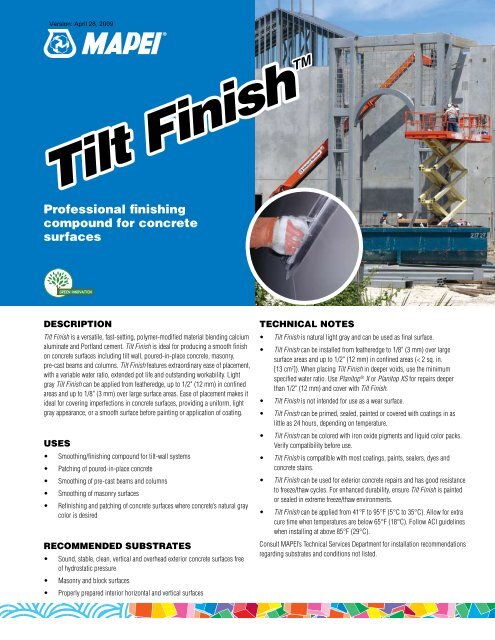 Tilt Finish - Data Sheet - Brock White