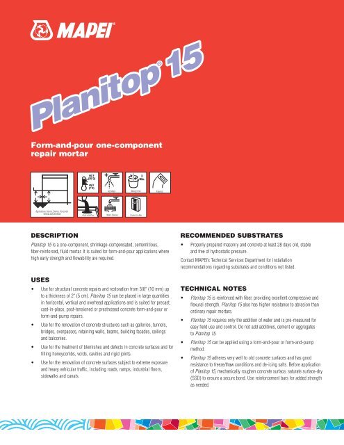 Mapei Planitop 15 Product Data Sheet - Brock White