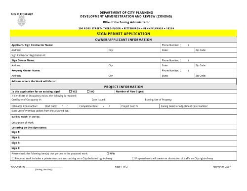 SIGN PERMIT APPLICATION - City of Pittsburgh