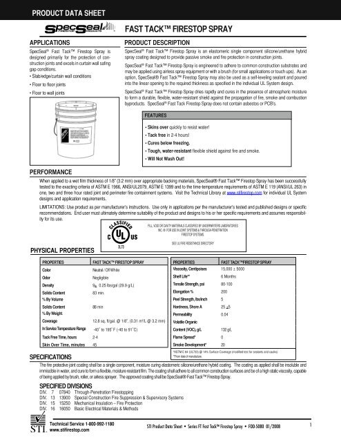FaST Tackâ ¢ FIRESTOP SPRay - FireProtection411
