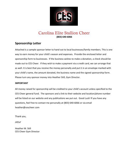 Sponsorship Letter