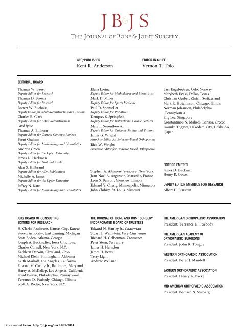 Editorial Board - The Journal of Bone & Joint Surgery