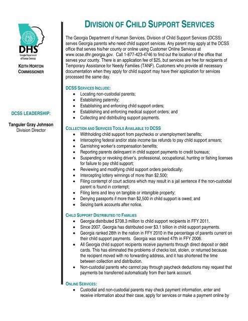 division of child support services - Department of Human Services