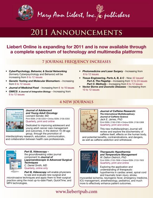 2011 Announcements - Mary Ann Liebert, Inc.