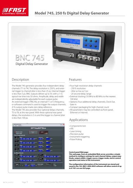 Model 745, 250 fs Digital Delay Generator - FAST Comtec