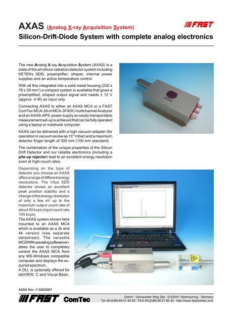 Silicon-Drift-Diode System with complete analog ... - FAST Comtec
