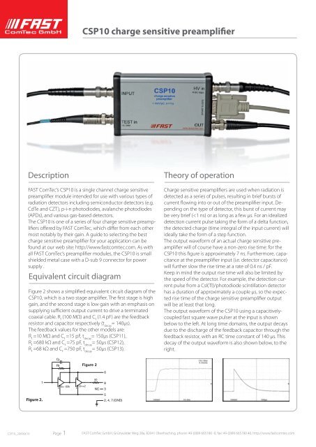 CSP10 charge sensitive preamplifier - FAST Comtec