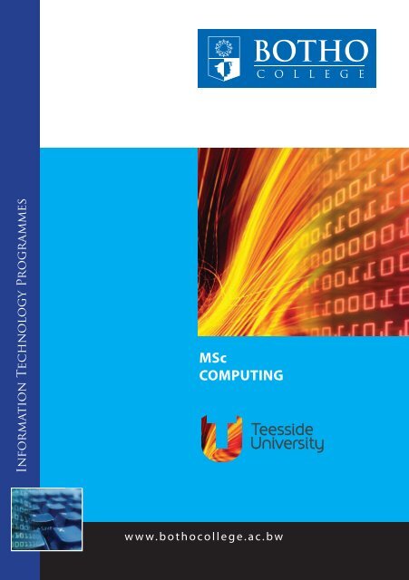 MSc COMPUTING - Botho University MSc COMPUTING - Botho University