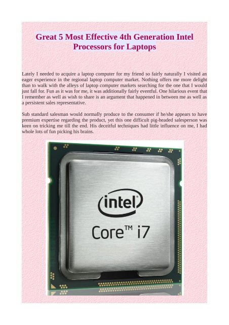 Great 5 Most Effective 4th Generation Intel Processors for Laptops