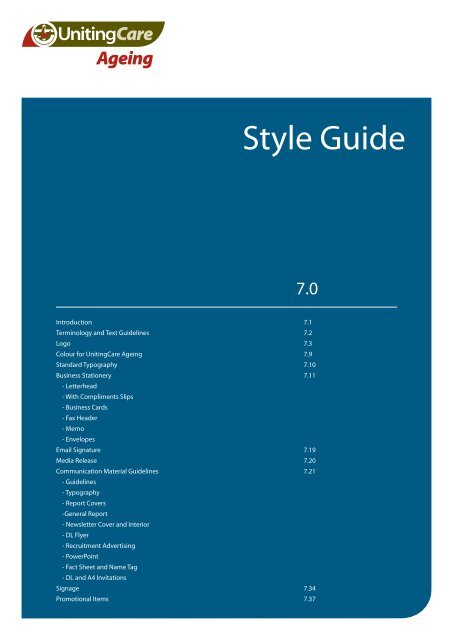 Style Guide: Ageing - UnitingCare NSW.ACT