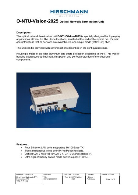 O-NTU-Vision-2025 Optical Network Termination Unit