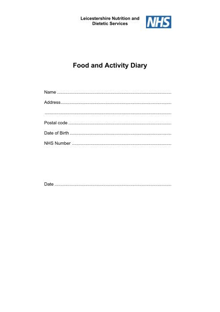 Food and Activity Diary - LNDS