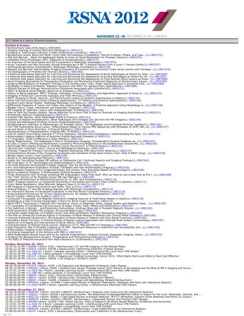 2012 RSNA at a Glance (Filtered Schedule) Exhibits & Posters ...