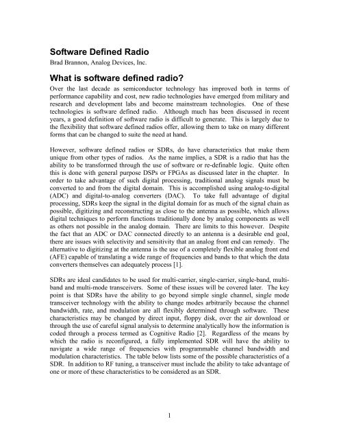 Software Defined Radio What is software defined radio?