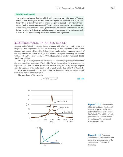 RESONANCE IN AN RLC CIRCUIT