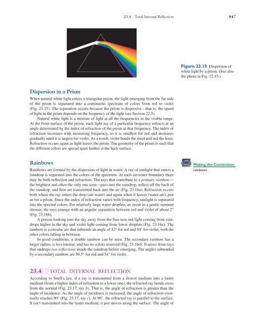 Dispersion in a Prism Rainbows