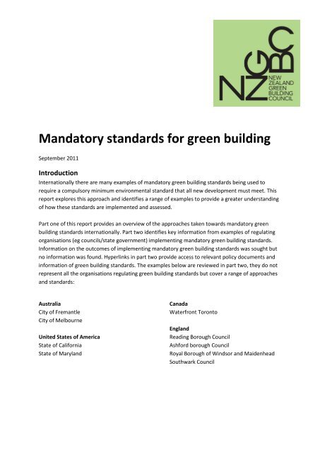 Mandatory standards for green building - Christchurch City Council