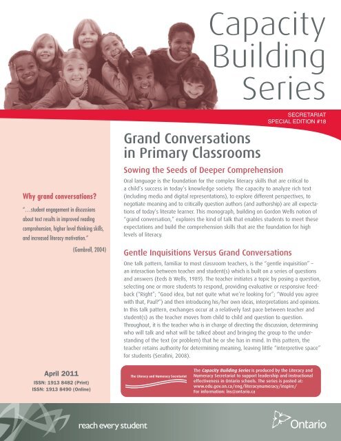 Grand Conversations in Primary Classrooms - Ontario.ca